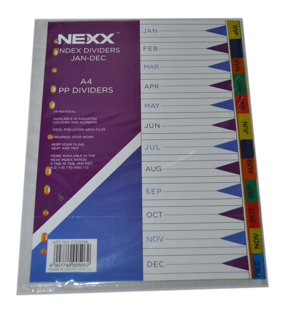Nexx File Index Pp A4 Jan-dec Asst - Products Supplied By - Interstat ...